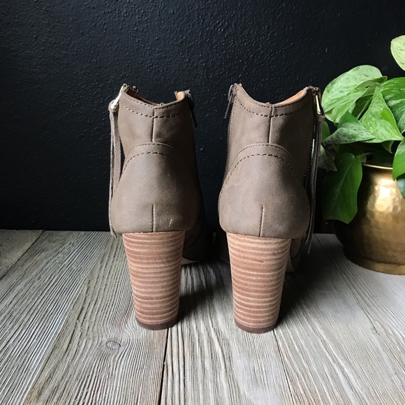 XOXO | Shoes | Xoxo Brand Tan Peep Toe Booties | Poshmark